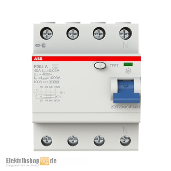 ABB FI 40A 30mA 4-polig FI-Schutzschalter F204A-40/0,03