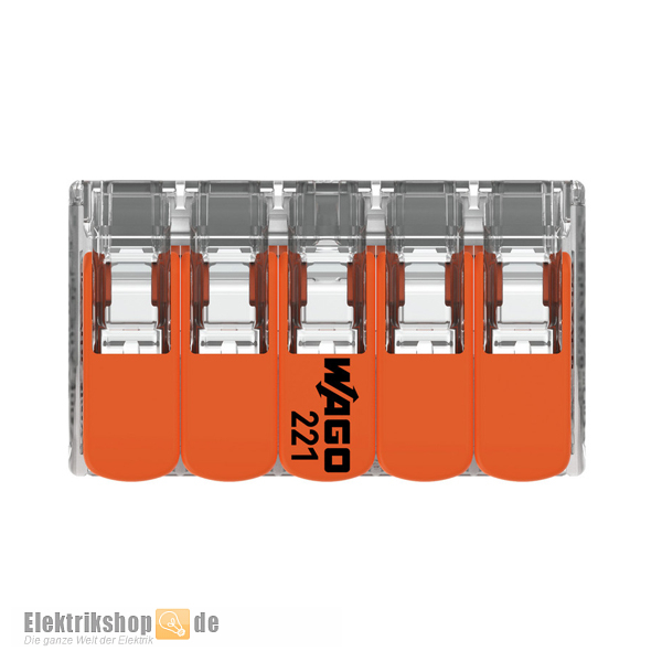 Wago 221-415 5-Leiter-Klemme mit Hebel für massiv / flexibel